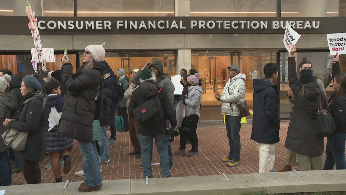 Protest held outside the Consumer Financial Protection Bureau | wusa9.com