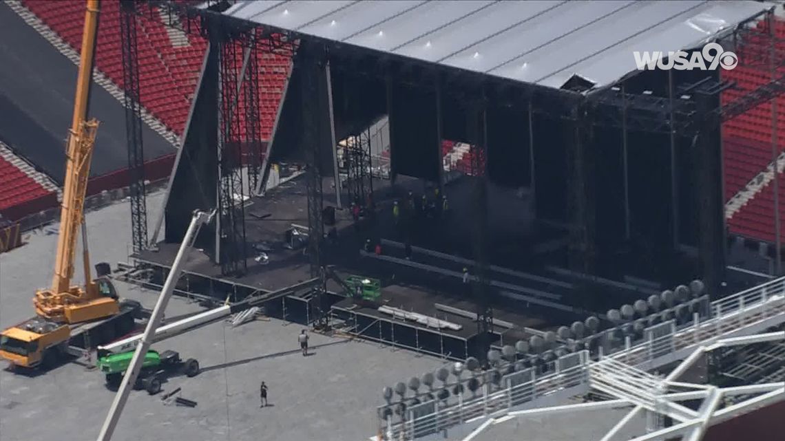 Stage under construction For Beyoncé's Cowboy Carter tour at Northwest ...