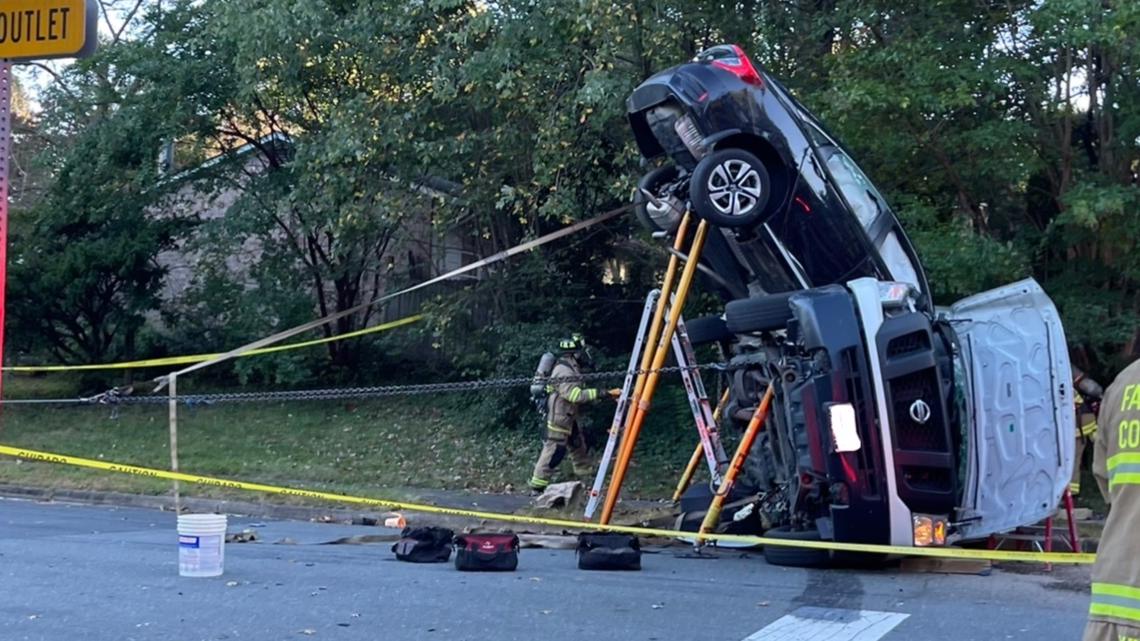 Crash with car in the air leaves two injured in Virginia | wusa9.com