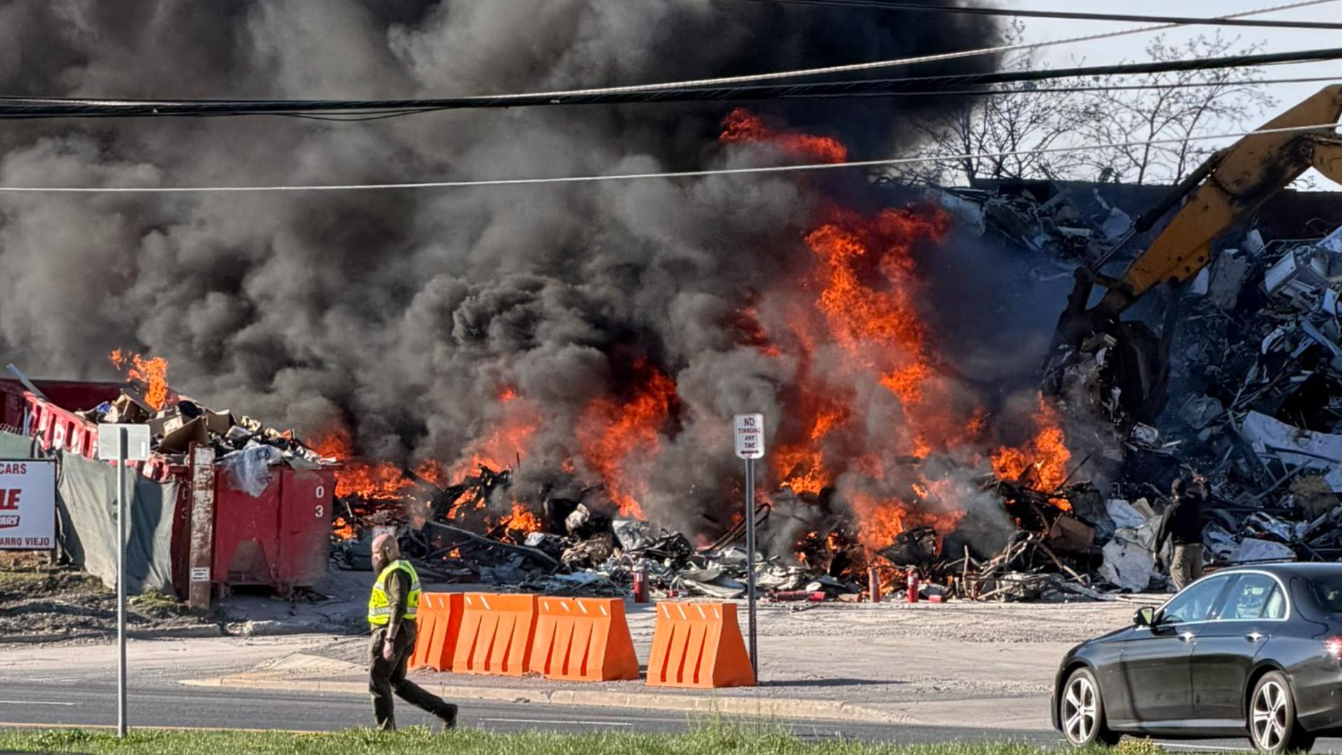 Large scrap pile fire under investigation in Rockville | wusa9.com
