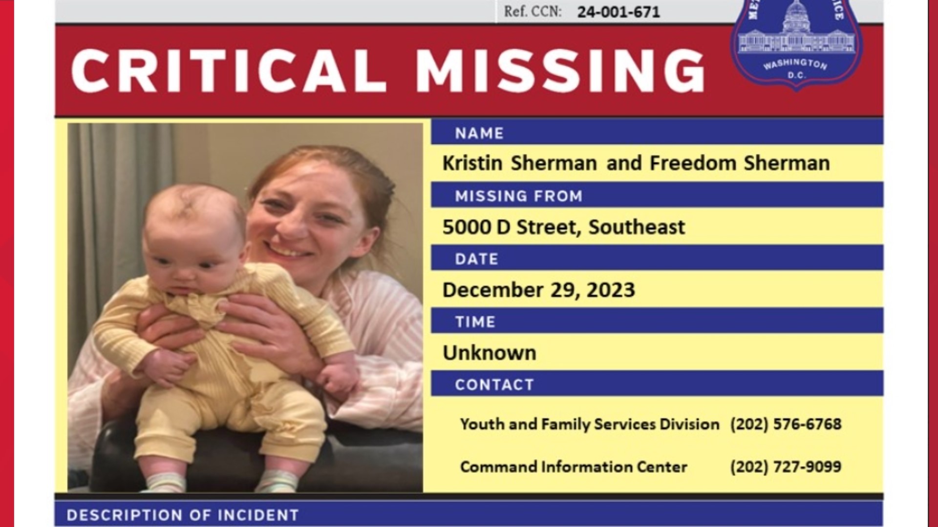 Missing DC woman and infant last seen on a walk in December | wusa9.com