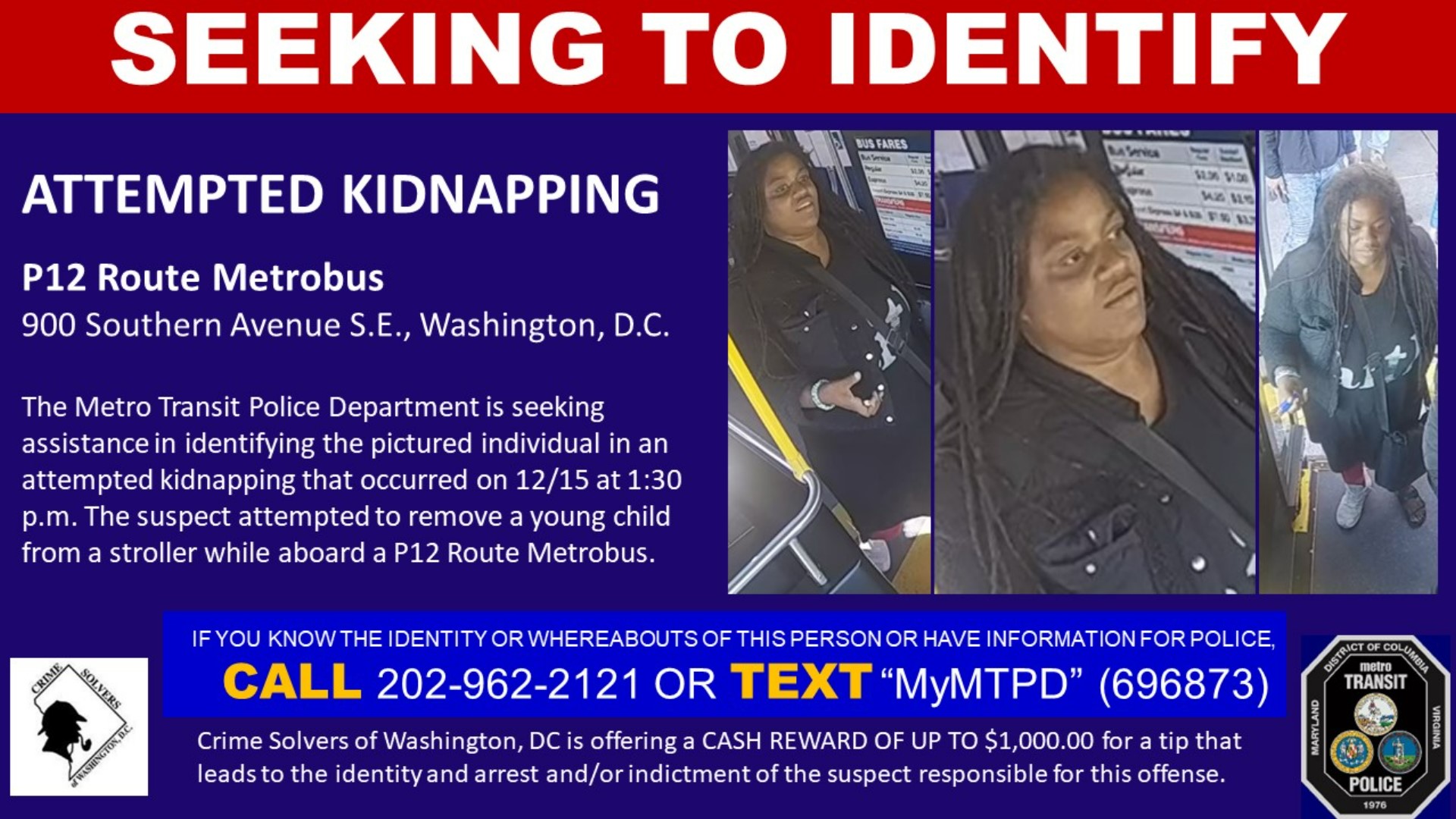 Metro Transit Police search for woman in attempted kidnapping | wusa9.com
