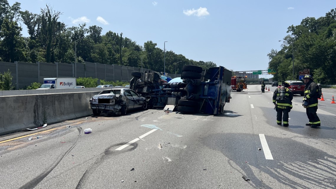 Multi-lane closure on I-395 caused by crash with propane truck | wusa9.com