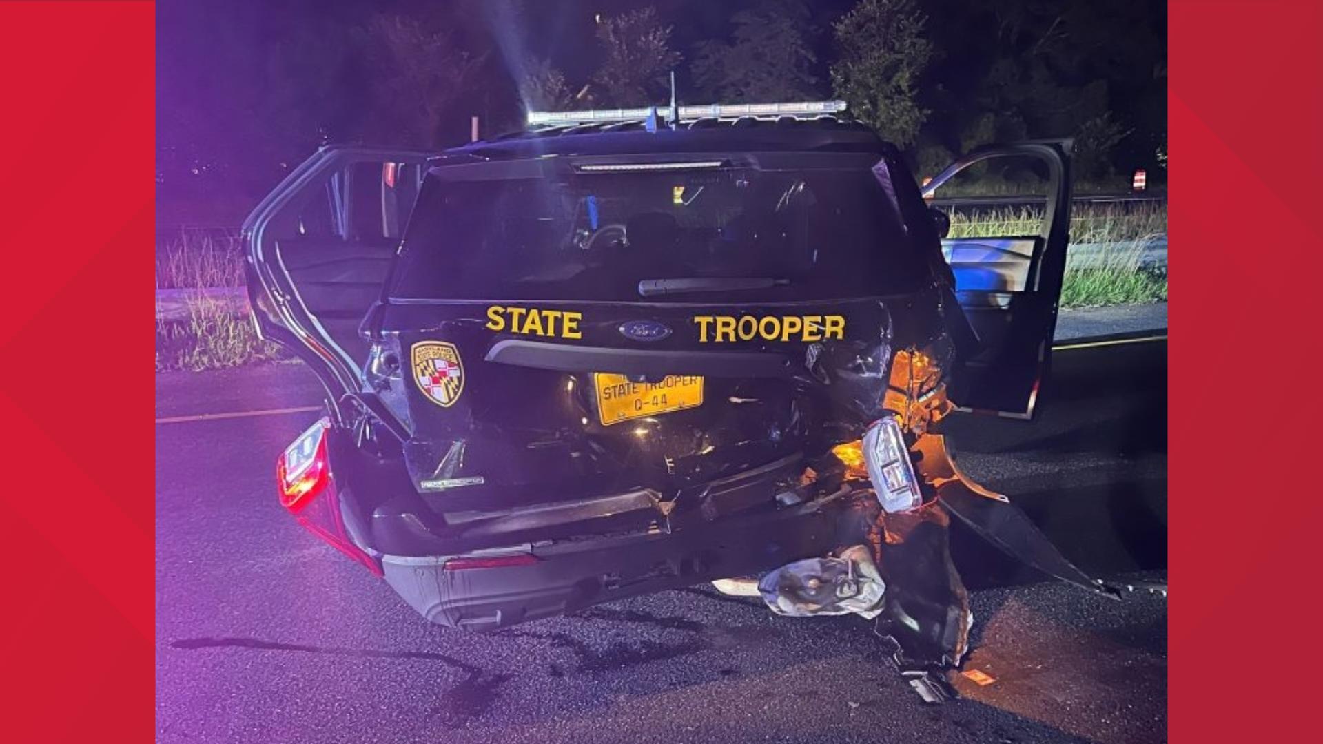 MSP trooper's vehicle struck on Capital Beltway | wusa9.com