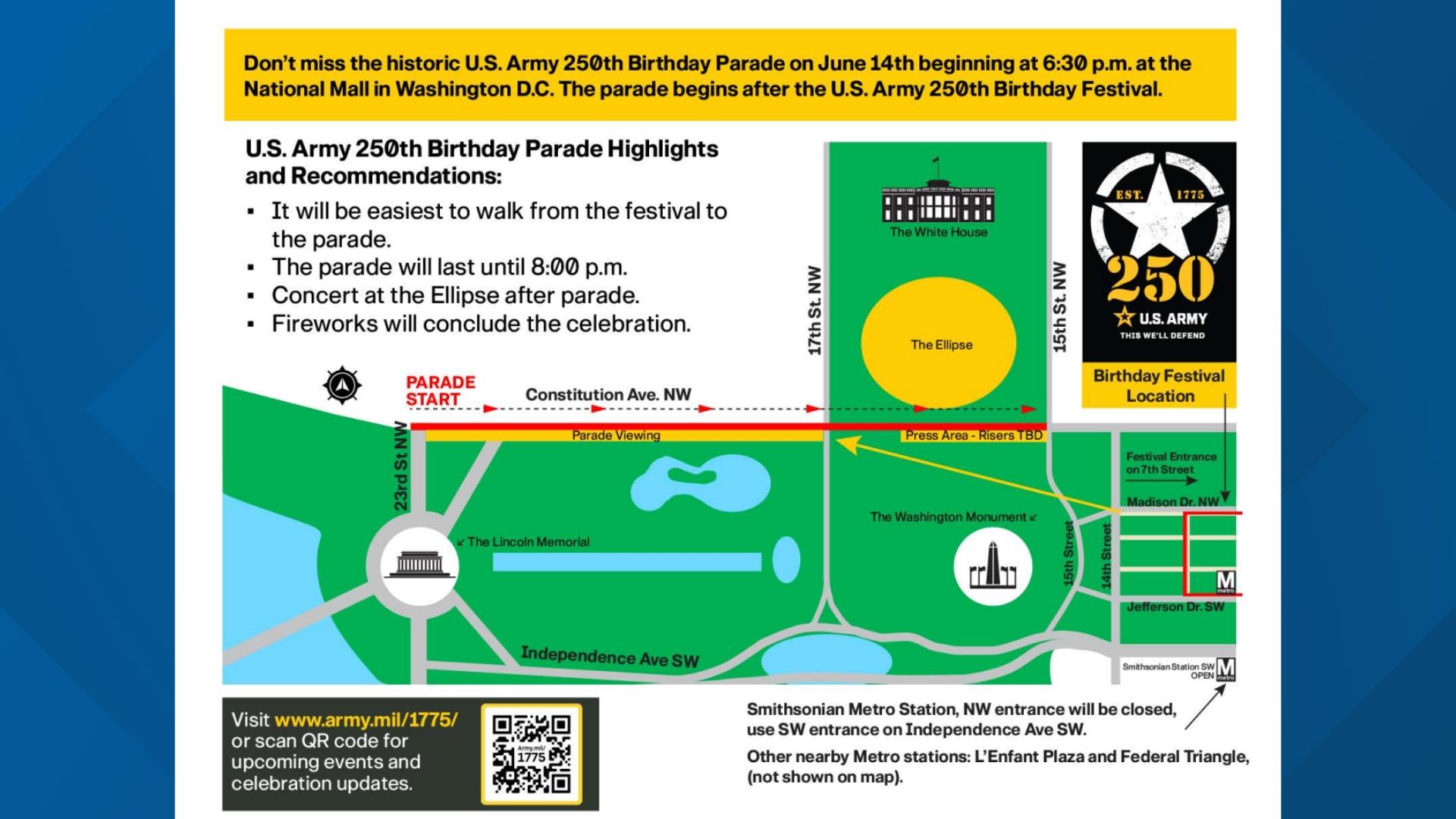 Full schedule: Timing for Army's 250th anniversary celebration in DC ...