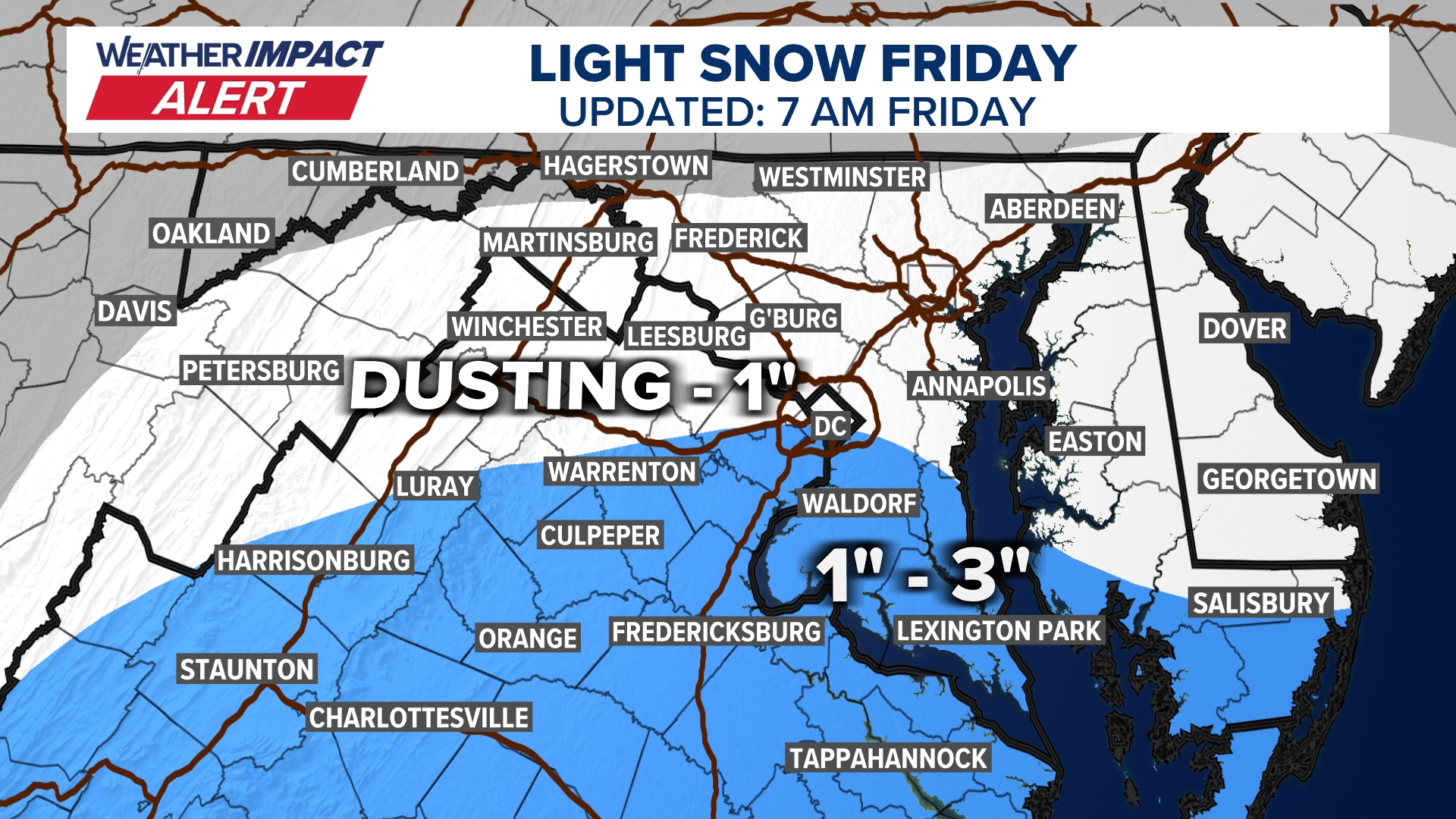 Weather Impact Alert: Light snow and flurries falling across parts of ...