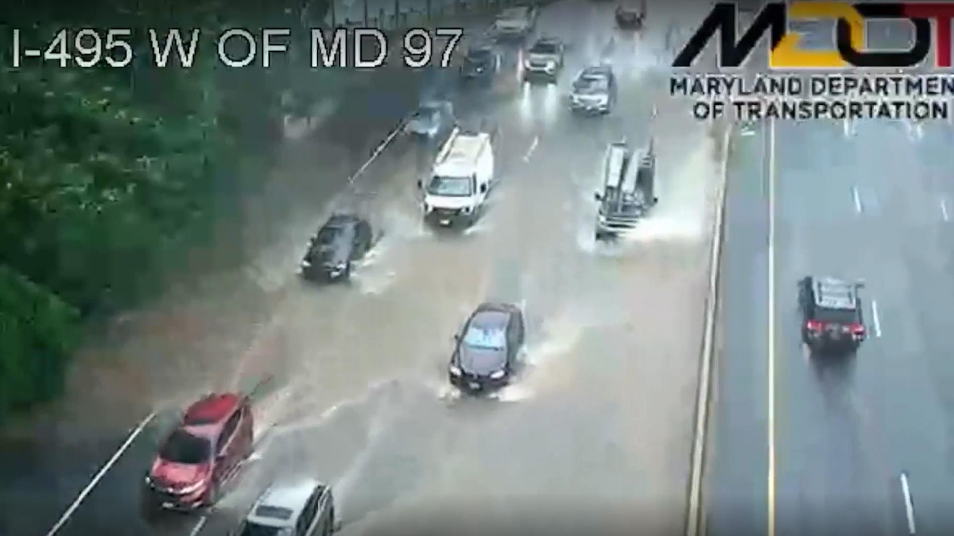 FLASH FLOODING | Fire truck trudges through Silver Spring waters amid ...