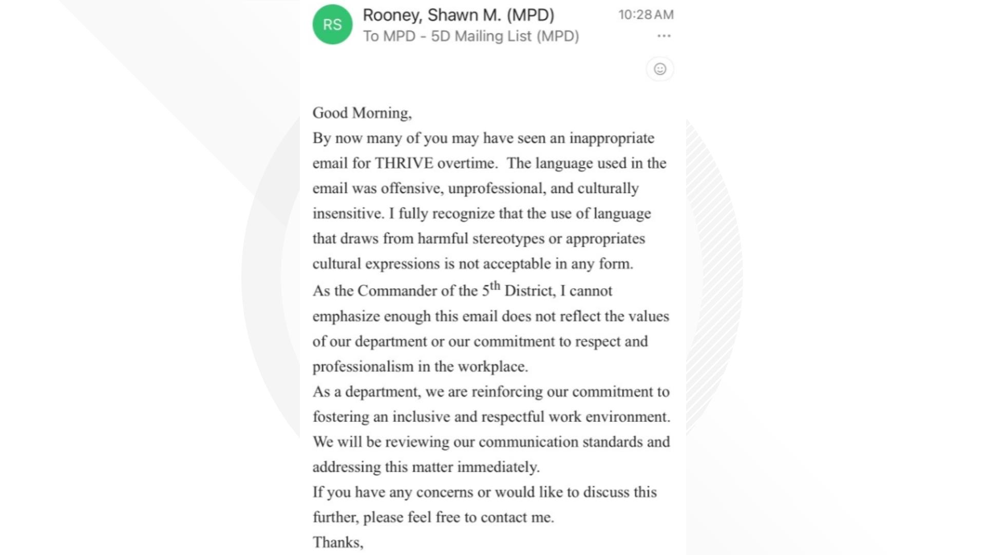 DC Police captain on leave after sending offensive email | wusa9.com