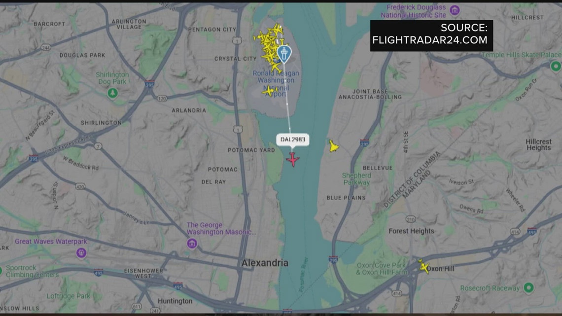 DCA Delta flight has close call with military jet over Potomac | wusa9.com