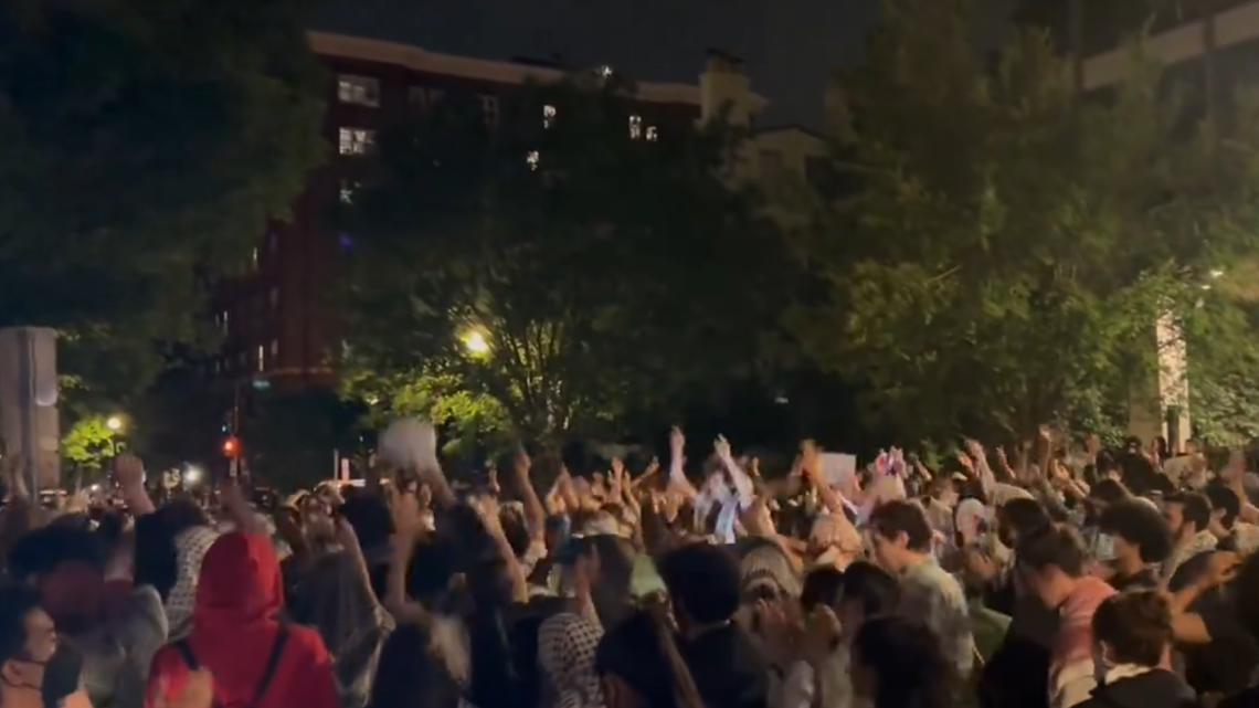 Protestors gather in front of GW administrative offices | wusa9.com