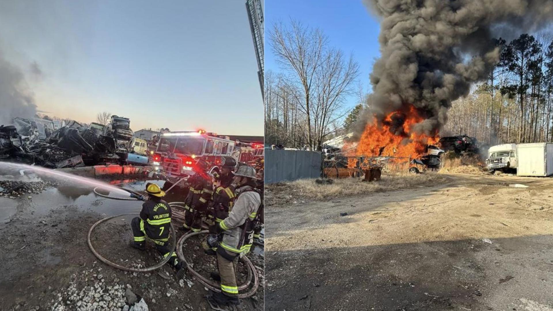 Explosion at auto body yard destroys dozens of cars | wusa9.com