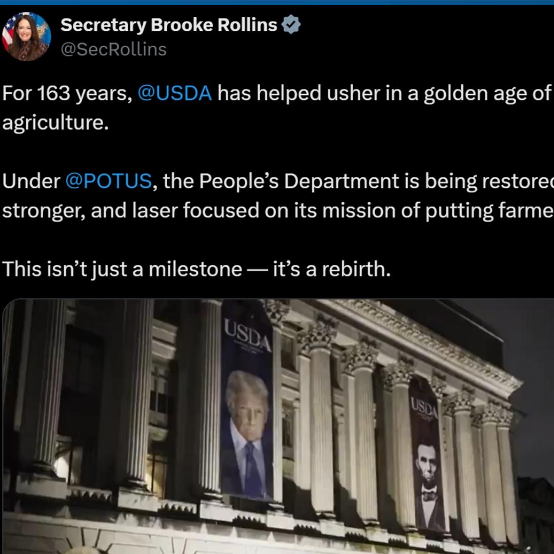 Trump official photo hangs outside USDA building, next to Lincoln ...