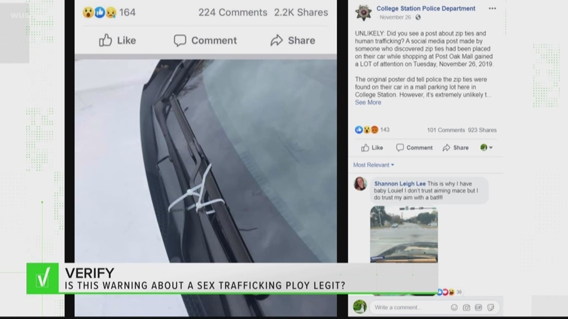 Are zip ties on windshield wipers used for human trafficking | wusa9.com