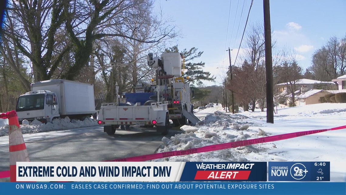 Extreme cold, powerful winds cause outages and damage across DMV, monks ...