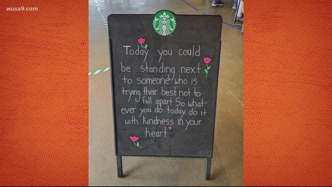 Starbucks sign shares message of kindness | Get Uplifted | wusa9.com