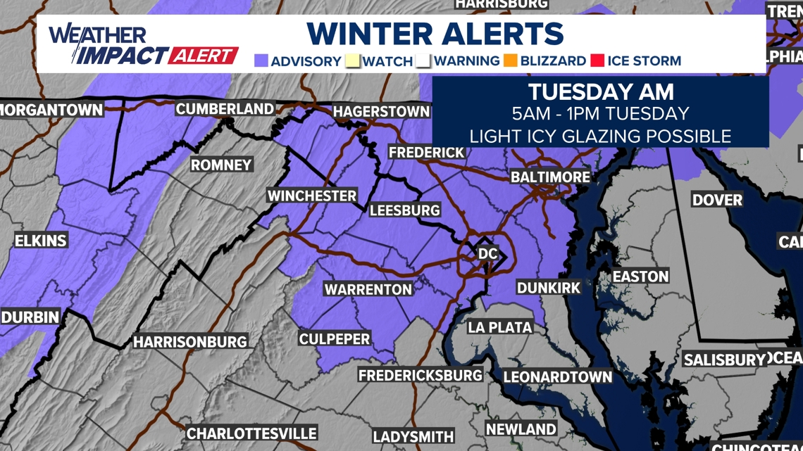 Icy glaze to impact morning commute across DMV | wusa9.com