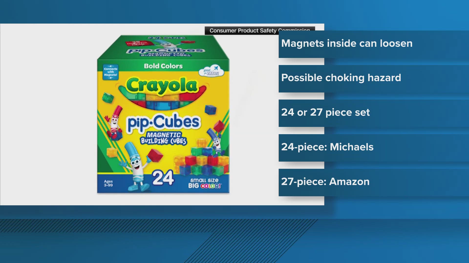 Crayola issues recall for magnetic building cubes over possible choking ...