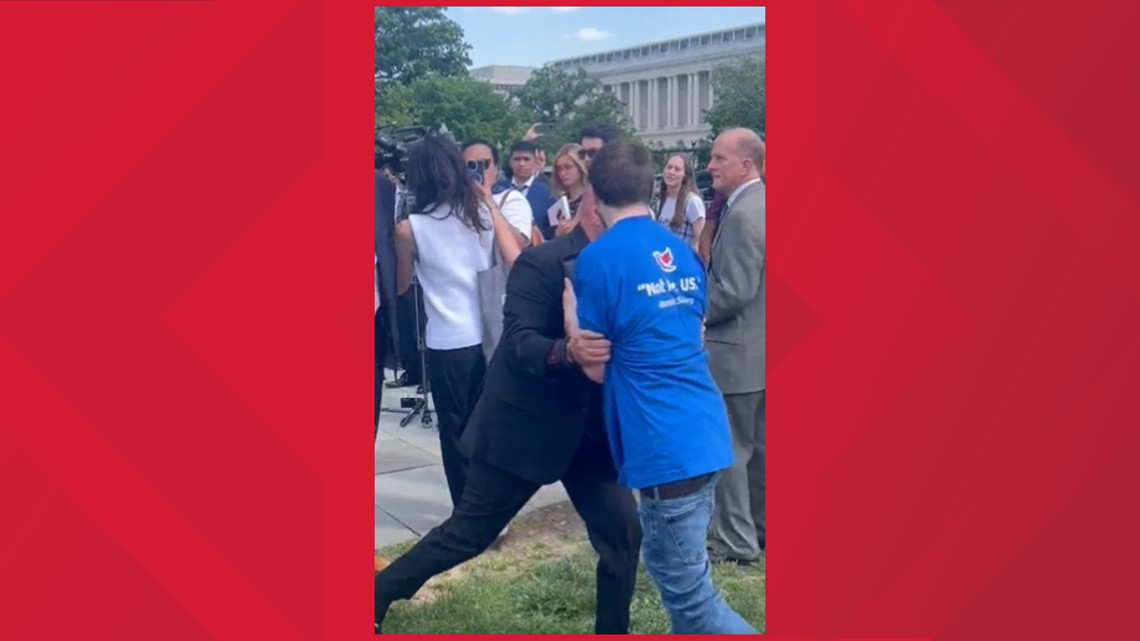 US Congressman places hands on activist during press conference | wusa9.com