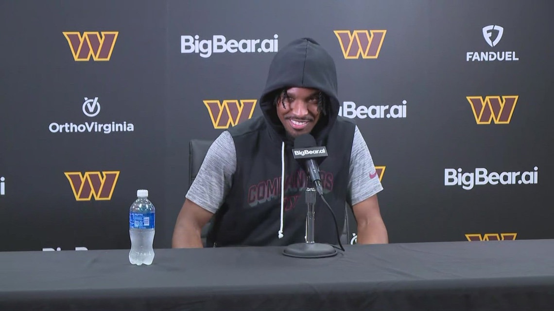 Jayden Daniels talks knee injury recovery, status for Falcons game ...