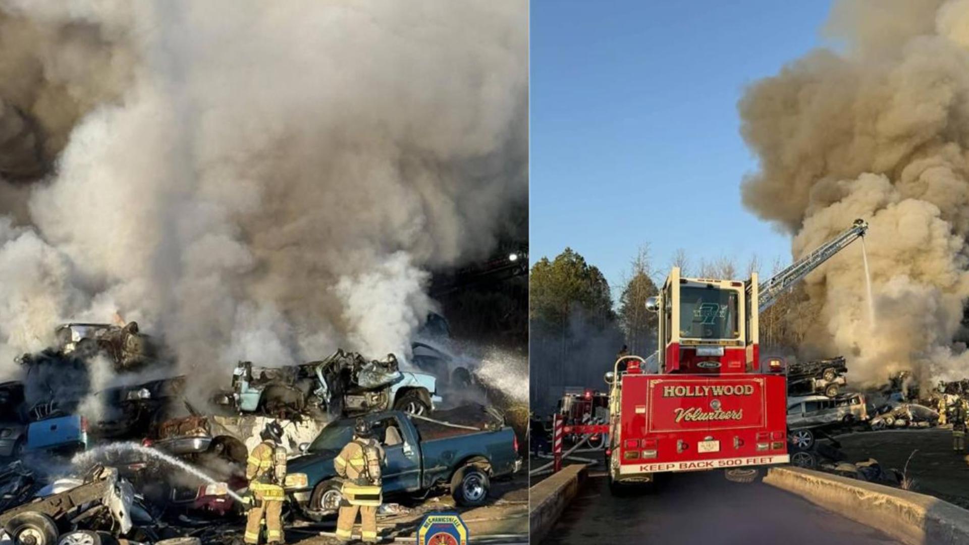 Explosion at auto body yard destroys dozens of cars | wusa9.com