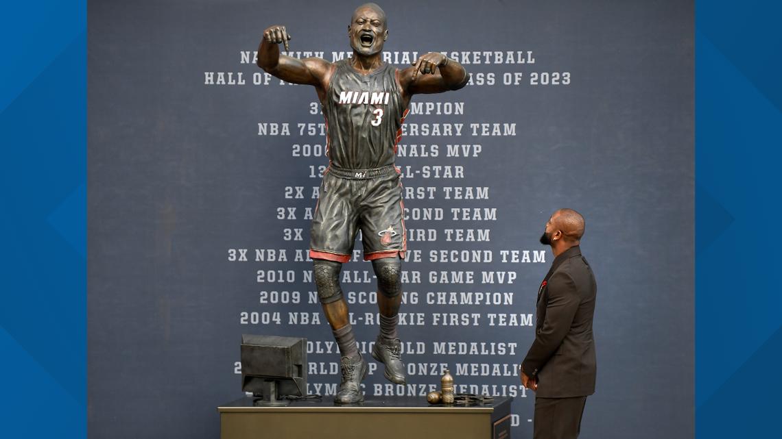 Dwyane Wade statue unveiled outside Heat arena in Miami | wusa9.com
