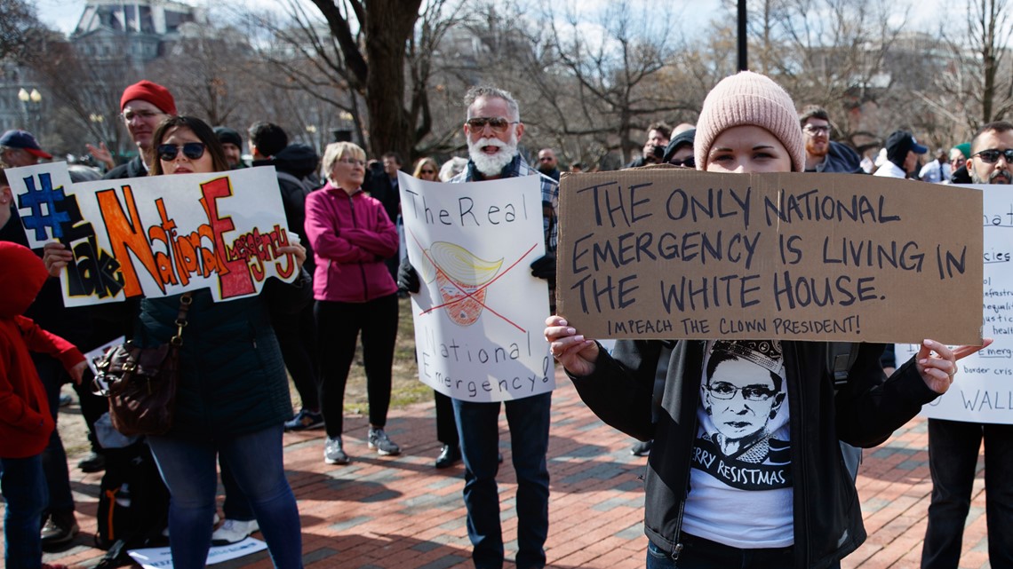 'Illegal fake emergency,' protesters take to DC streets over Trump's ...