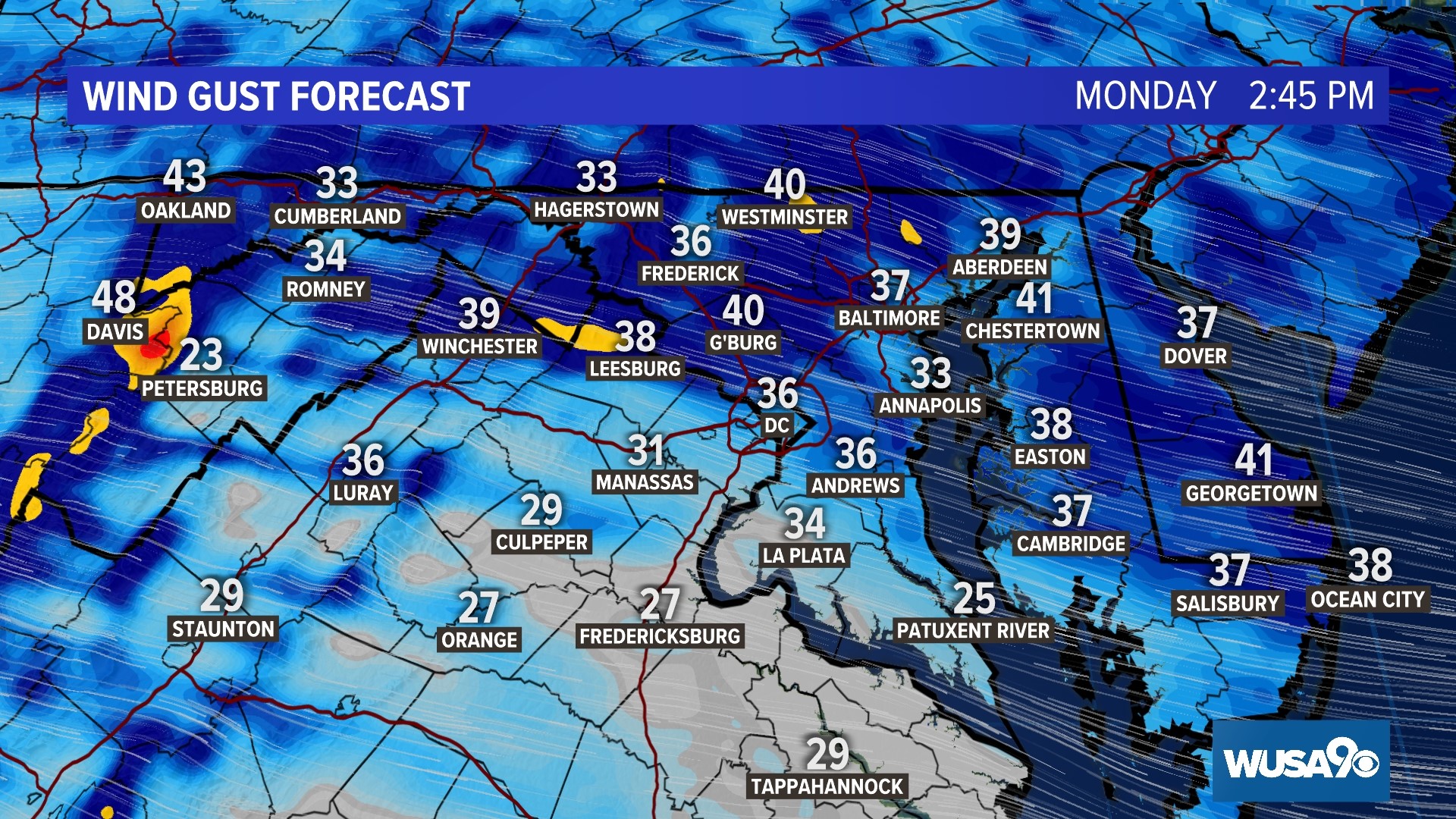 Potentially damaging winds in the DMV Monday | wusa9.com