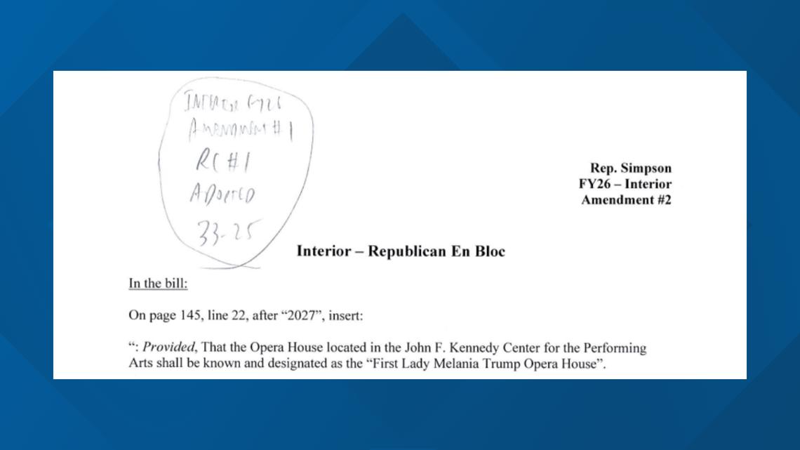 GOP adds amendment to rename Kennedy Center Opera House after Melania ...