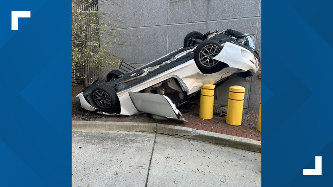 Driver crashes, plunges down Chevy Chase parking garage | wusa9.com