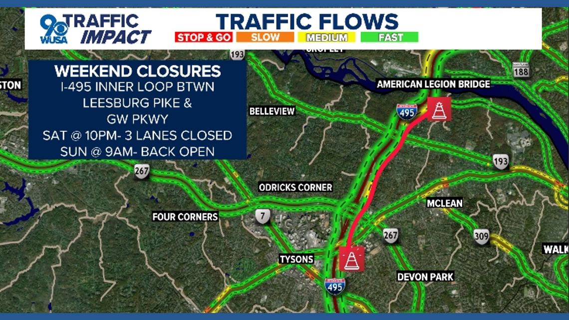 I-495 NB lane closures in Virginia planned for this weekend | wusa9.com