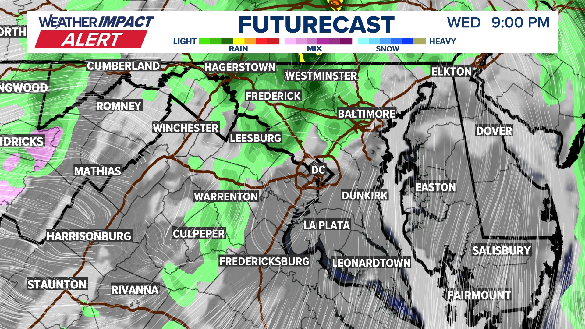 Weather Impact Alert: Tracking rain, storms Wednesday in DC, Maryland ...