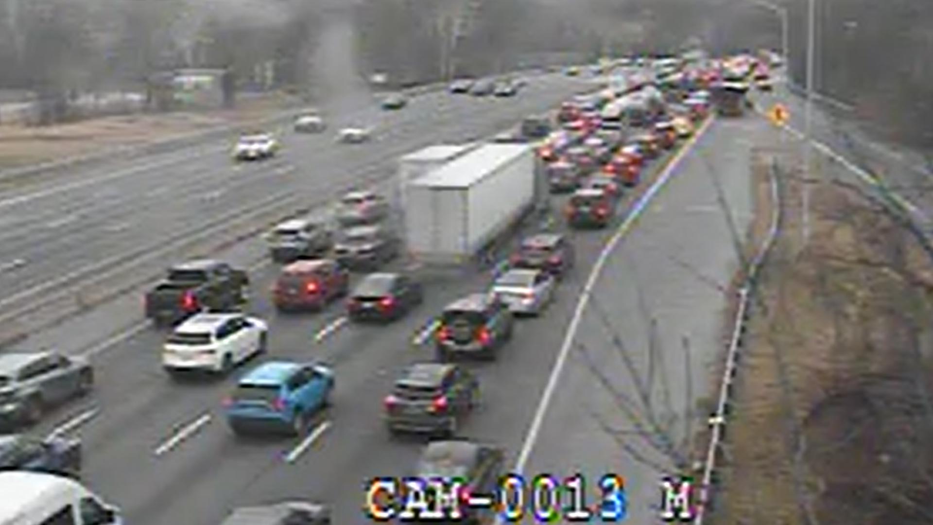 Garbage truck overturns on Beltway I-495, traffic backed up for miles ...