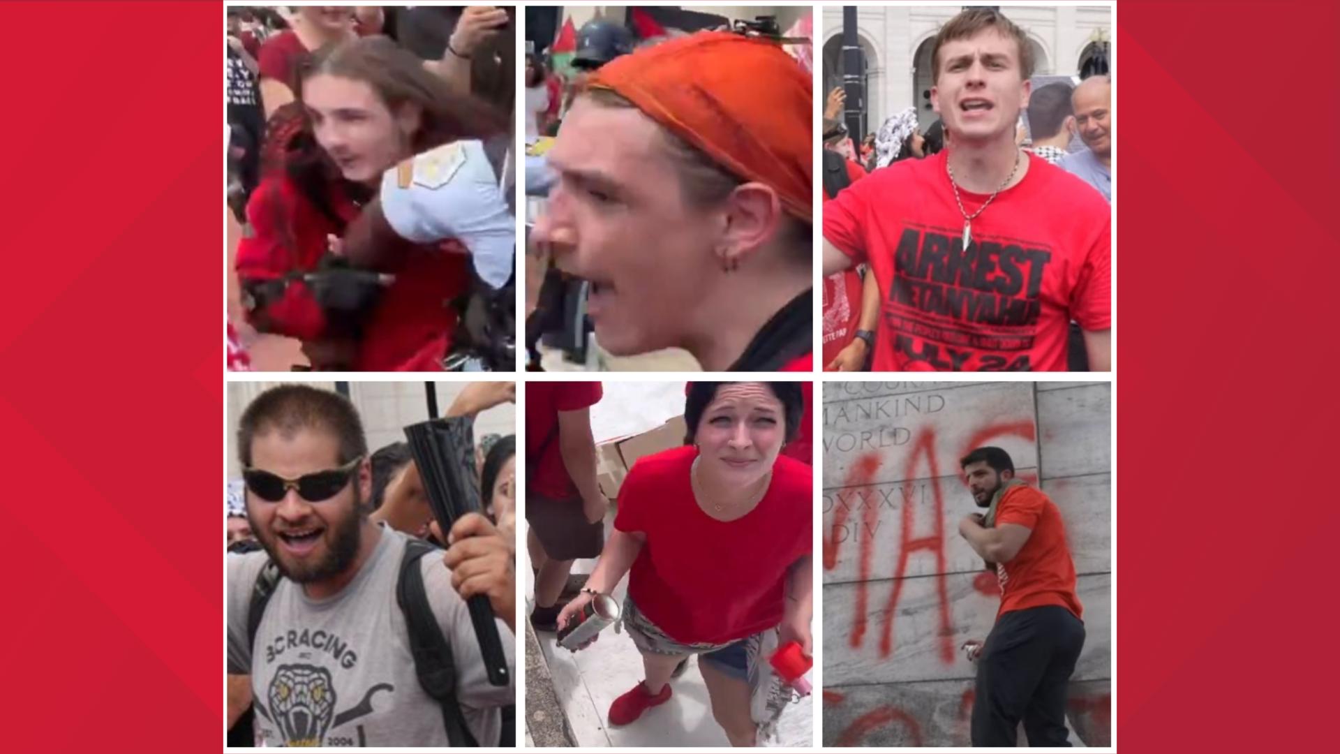 Photos: 6 wanted for assault, vandalism during Netanyahu visit | wusa9.com