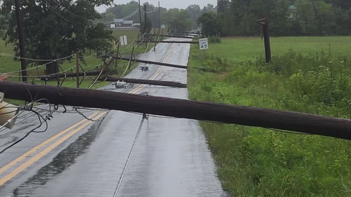 Frederick Co. storm damage knocks down power poles | wusa9.com