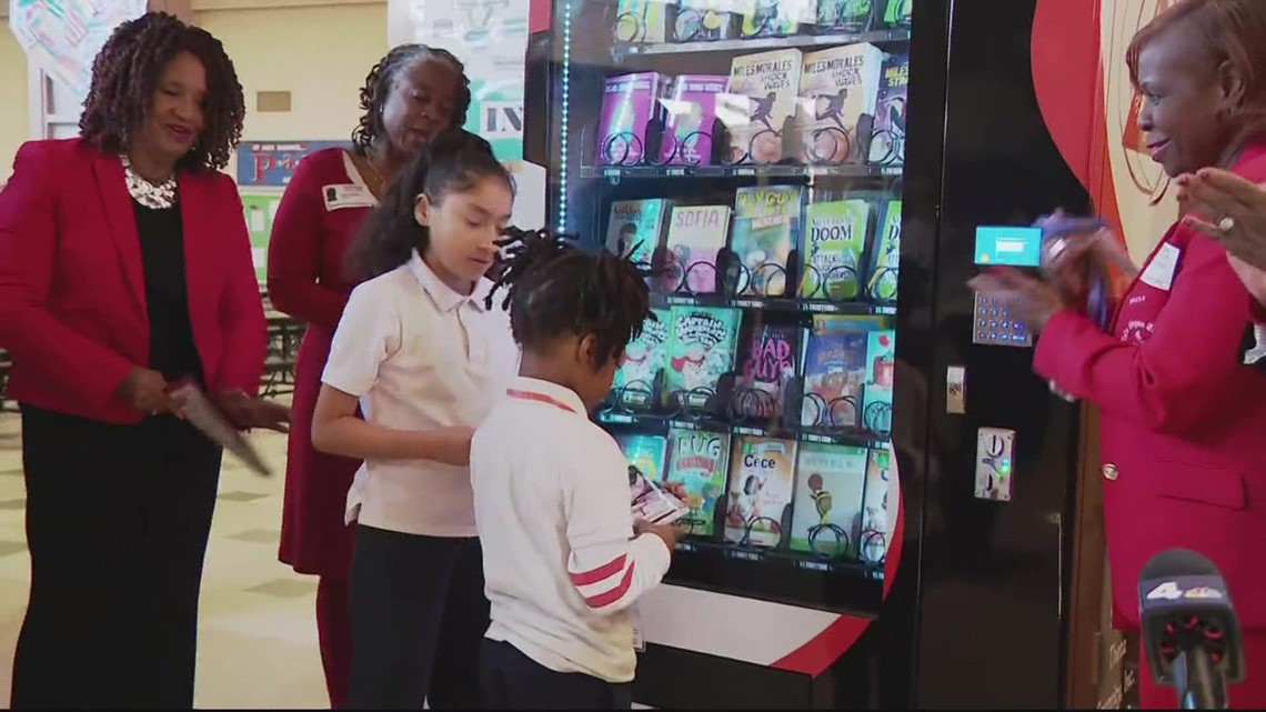 Bookworm vending machine installed at William Paca Elementary School ...