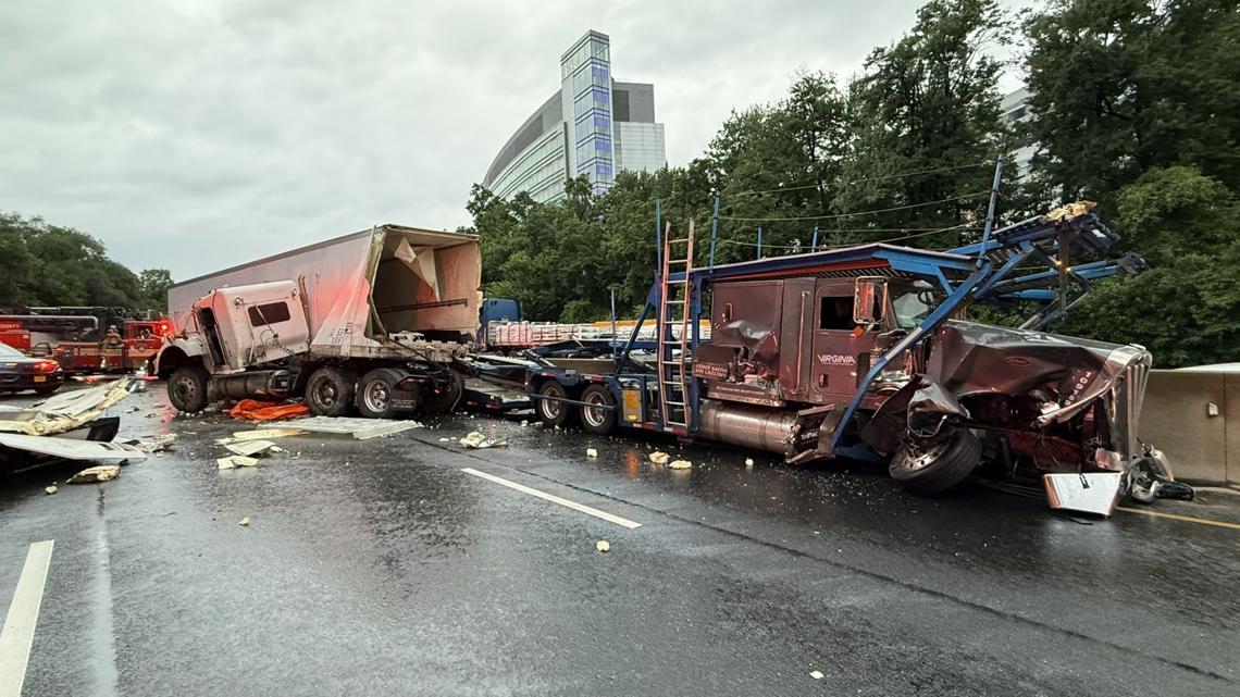 I-495 inner loop back open after 2 tractor trailers jackknife | wusa9.com