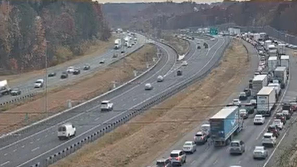 Traffic jam in I-95 southbound in Stafford Co., Virginia | wusa9.com