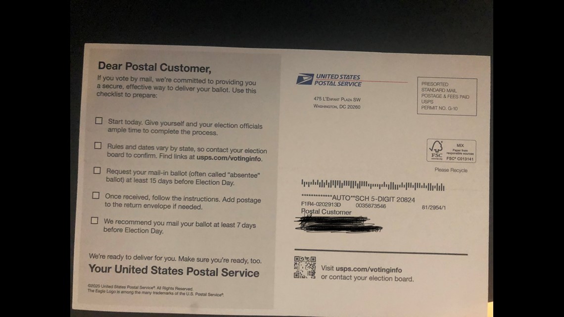Verify: Did USPS mail a misleading voter postcard? | wusa9.com