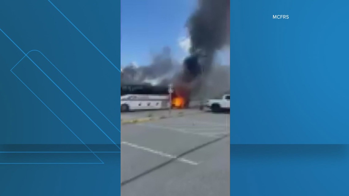 WATCH: Tour bus catches fire in Montgomery County | wusa9.com