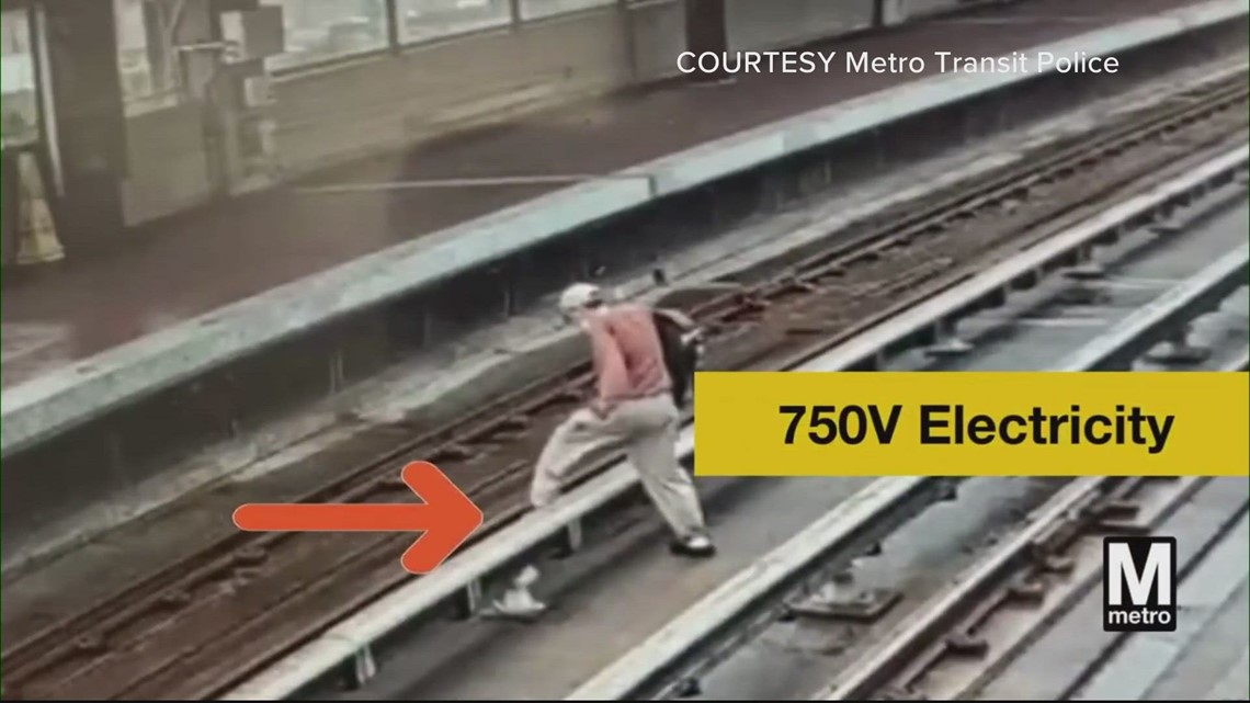 Passenger seen on video dangerously crossing Metro rail tracks | wusa9.com